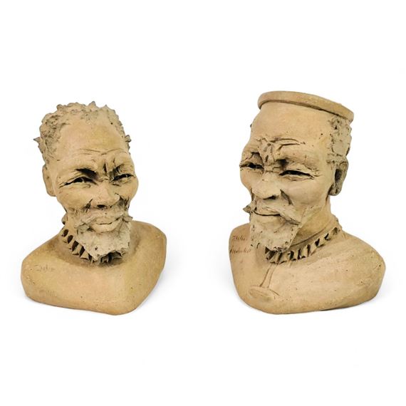 Hezekiel Ntuli | 2 X LOVELY VINTAGE HAND SCULPTED PLAY BUSTS OF A ZULU ...