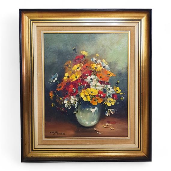 Isabel le Roux | BEAUTIFUL GILT FRAMED STILL LIFE OF FLOWERS OIL ...