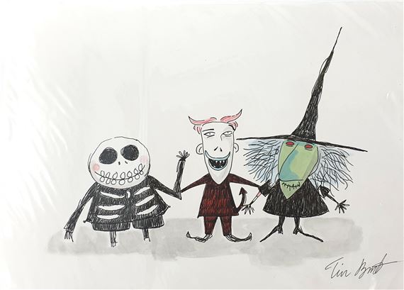 Tim Burton | Ink drawing, with a handwritten signature. (Circa 1990 ...