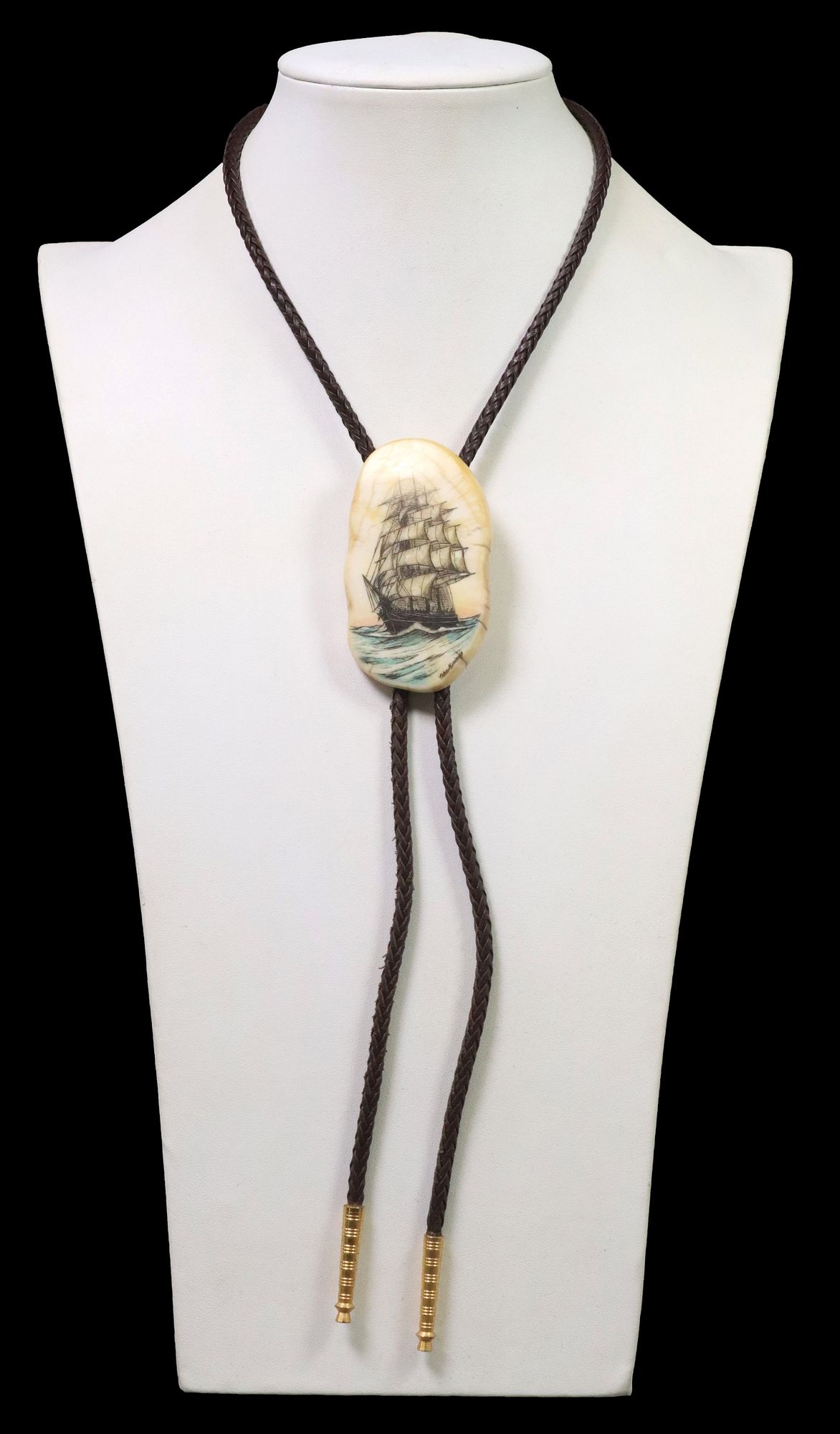 Peter Kinney | Scrimshaw walrus ivory bolo tie | MutualArt