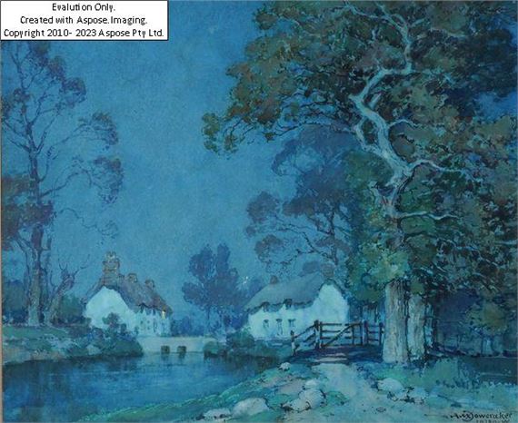 Albert Moulton Foweraker | A Devonshire Homestead by Moonlight | MutualArt