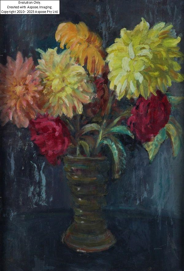 Arthur Croft Mitchell | Still life of white roses in a trumpet shaped ...