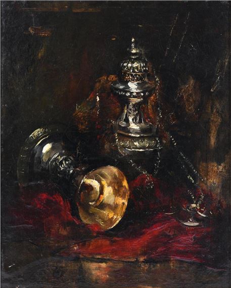 Antoine Vollon | STILL LIFE WITH CENSER AND CHALICE ON A RED GROUND ...