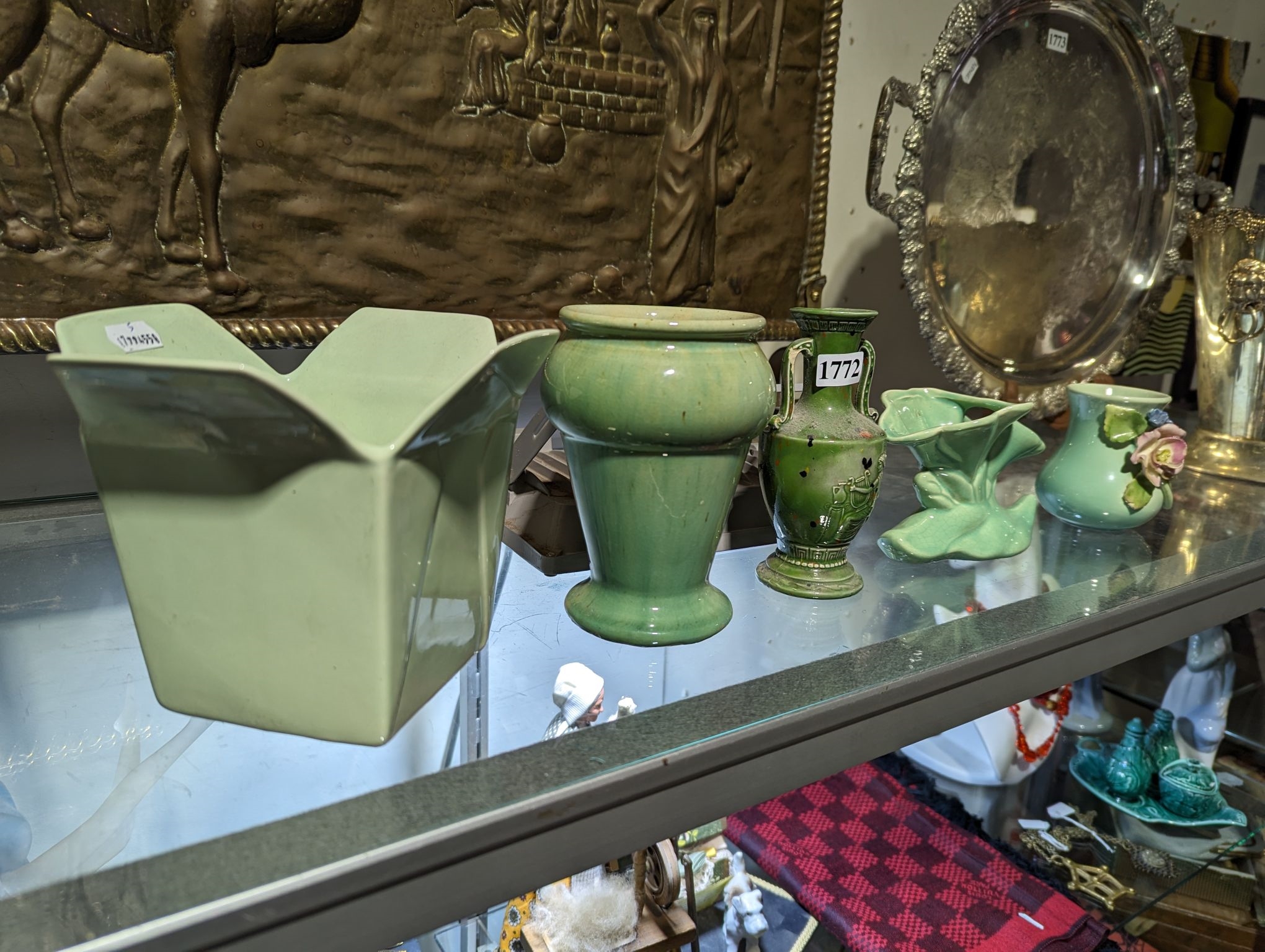 Robert Gordon | GLAZED GREEN POTTERY VASES | MutualArt