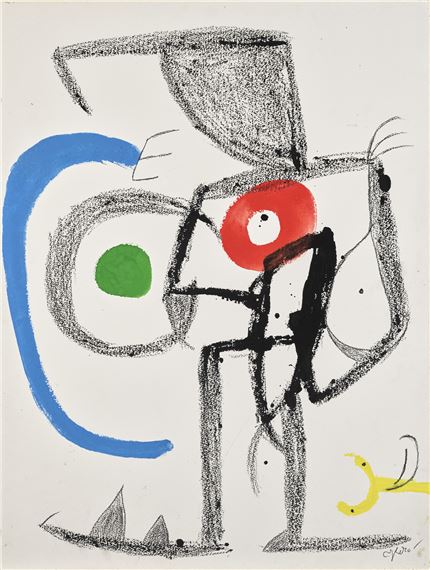 Joan Miró | Personnage poursuivi par un bel oiseau jaune | MutualArt
