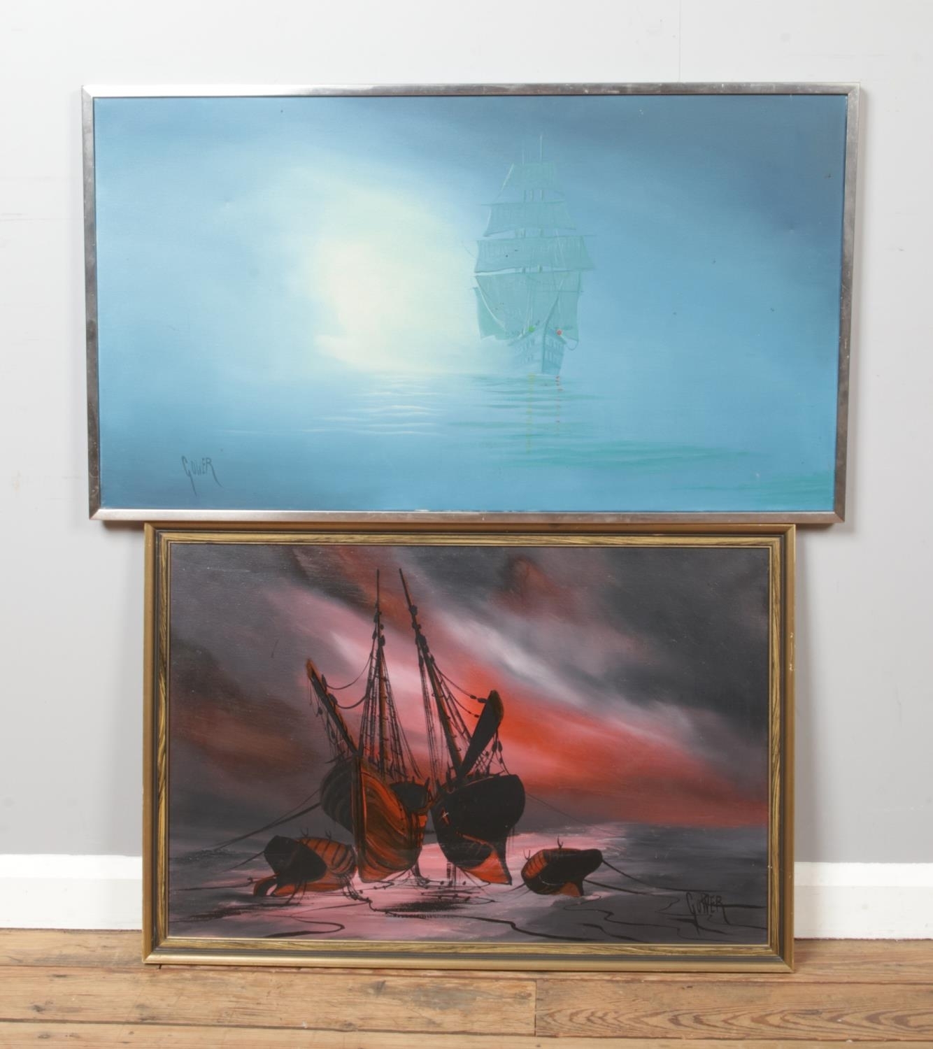 Tom Gower | Tom Gower, two large framed canvas paintings | MutualArt