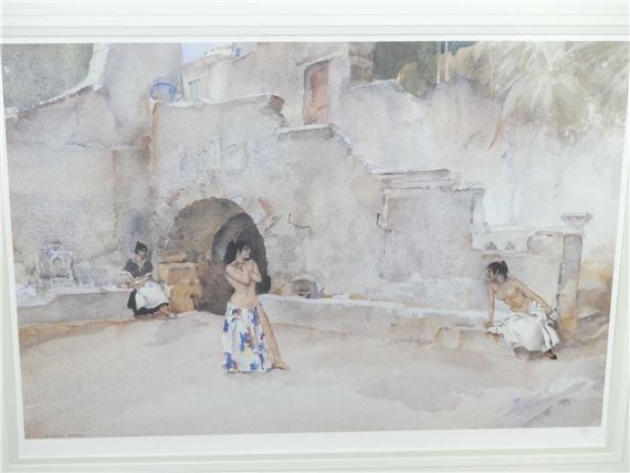 William Russell Flint | Models in an Italian courtyard | MutualArt