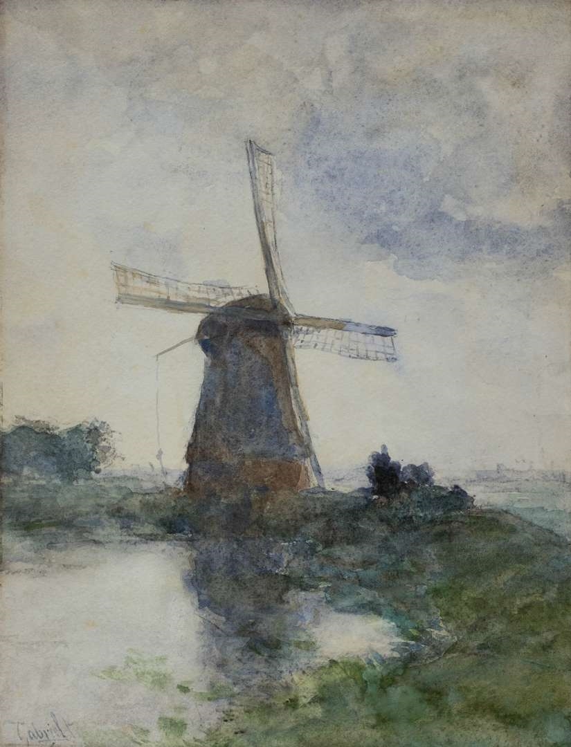 Paul Joseph Constantin Gabriel | snow covered windmills near overschie ...