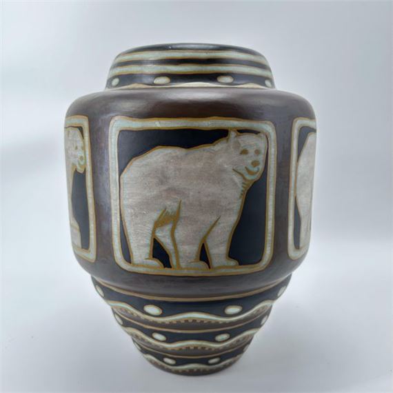 Charles Catteau | Imposing Boch Keramis art deco vase decorated with ...