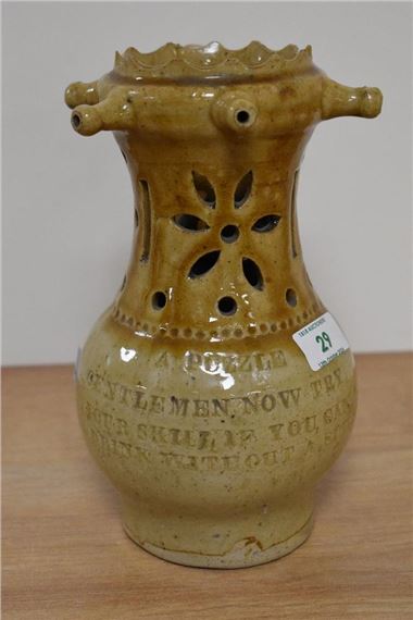 John Lee | A 19th Century stoneware glazed puzzle jug by John Lee of ...