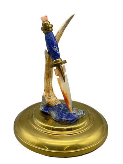 Charles Pratt | Artistic Precious Stone Dagger With Stand By Charles ...