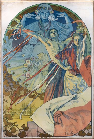 Alphonse Mucha | 4 works: Moonlight; Polar Star; Morning Star; Evening ...