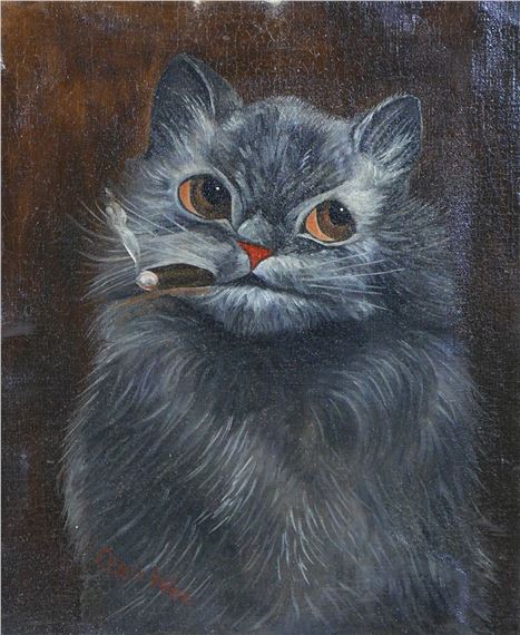 Louis Wain | cat smoking cigar | MutualArt