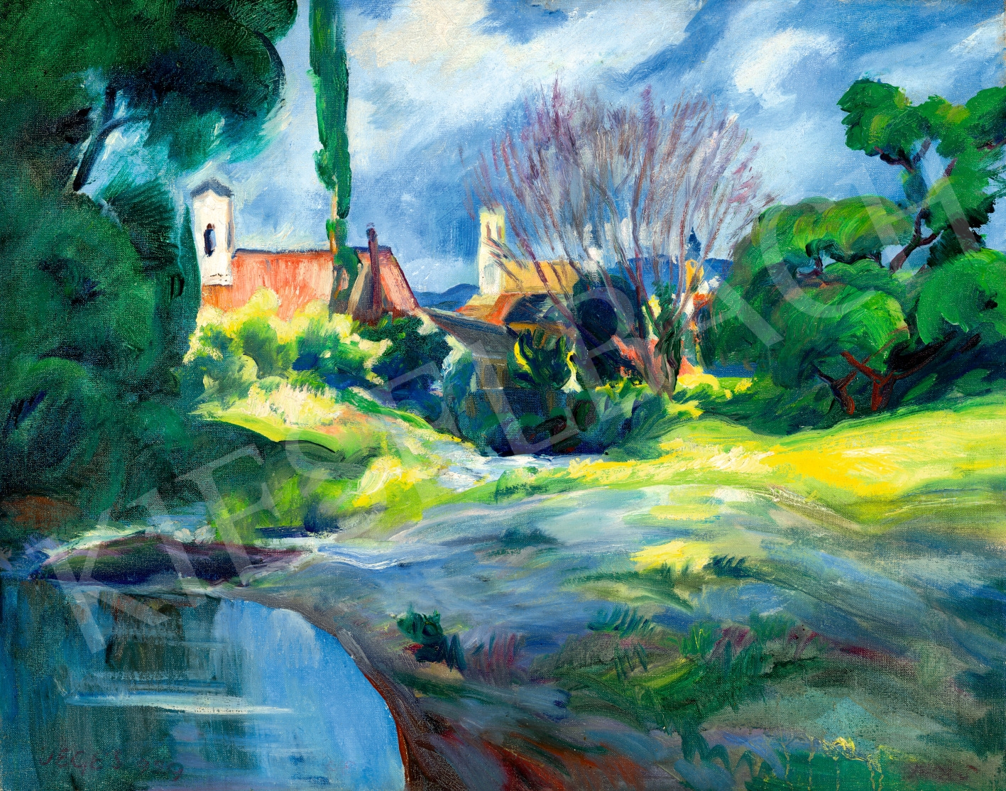 Erno Jeges | Szentendre with Bükkös Stream (1929) | MutualArt