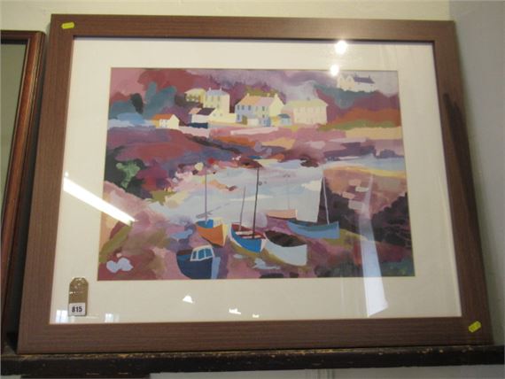 Richard Tuff | RICHARD TUFF CORNISH FISHING VILLAGE PRINT | MutualArt