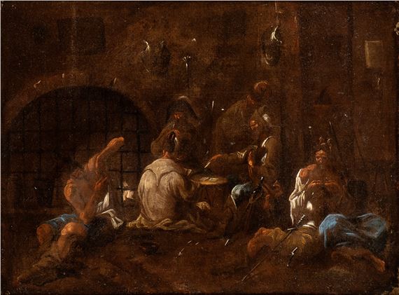 Genoese School, 18th Century | Prison cell with card players | MutualArt