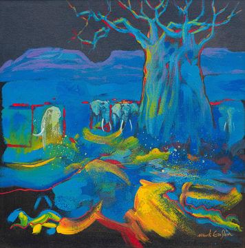 Mark Enslin | Baobab with Elephants | MutualArt