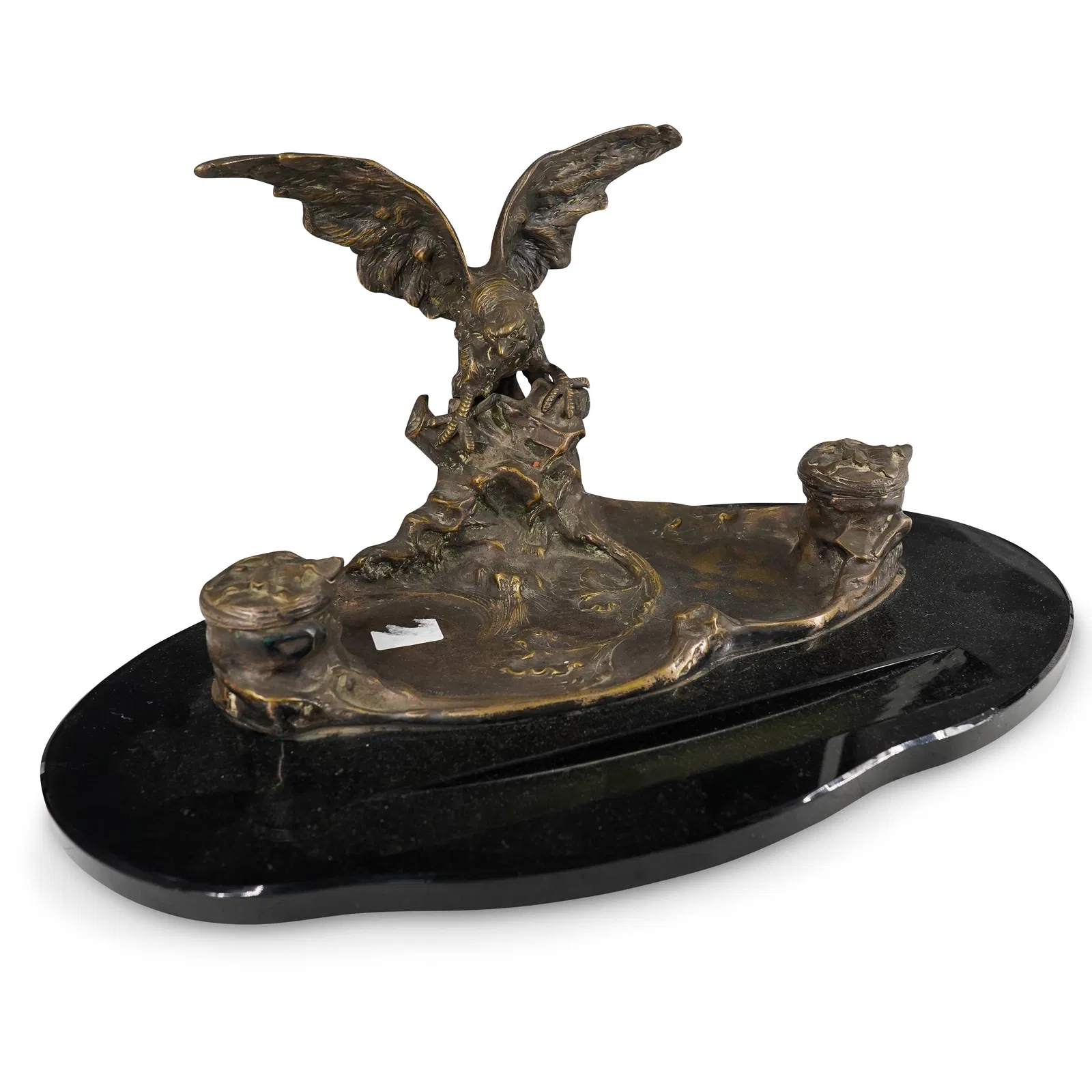 Albert Marionnet | An eagle with outstretched wings perched upon a rock ...