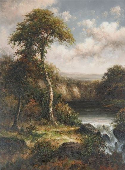 Karl Alexander | Landscape Scene with Tree & Waterfall | MutualArt
