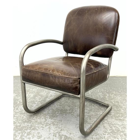Pottery Barn | Leather Kem Weber style Chrome Art Deco Chair. Chrome ...