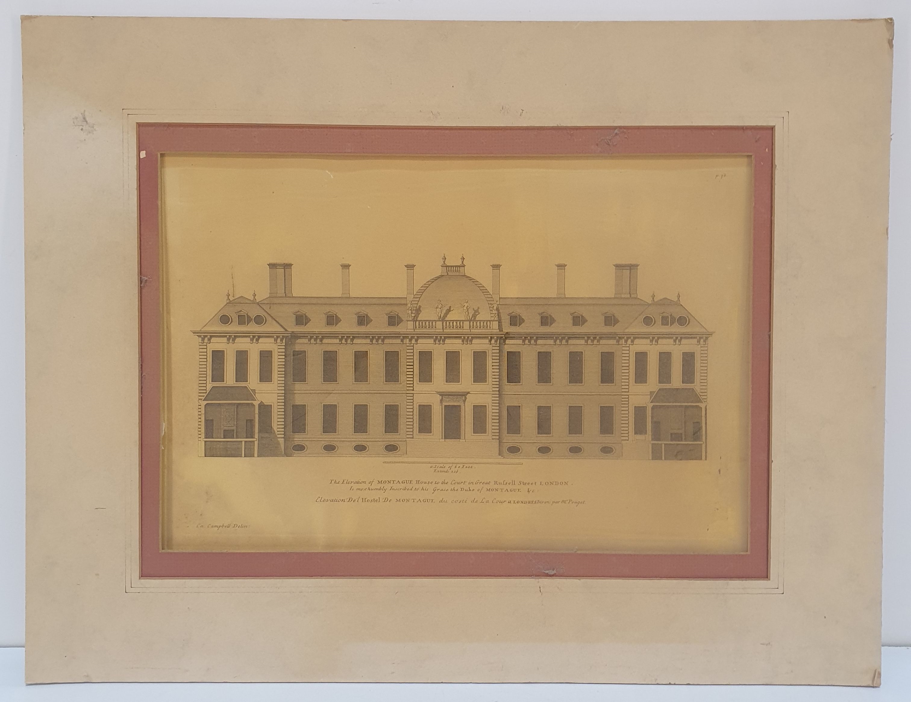 Colen Campbell | The Elevation of Montague House to the Court in Great ...