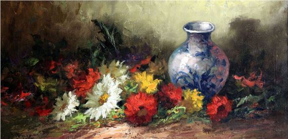 George R. Fardon | Still life in interior with vase (1920) | MutualArt