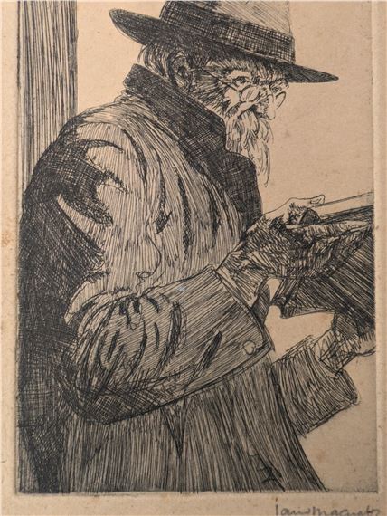 Iain MacNab | A portrait of a man in a hat reading | MutualArt