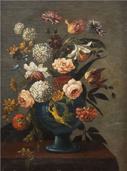 Spanish School, 19th Century | Jarrón de flores sobre un pedestal (1700 ...