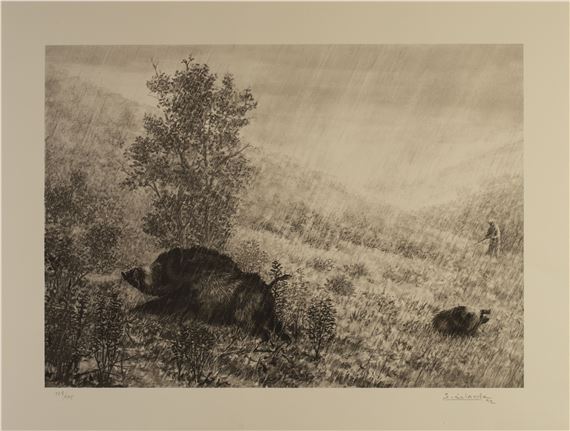 Josechu Lalanda | Cochinos en lluvia (1939) | MutualArt