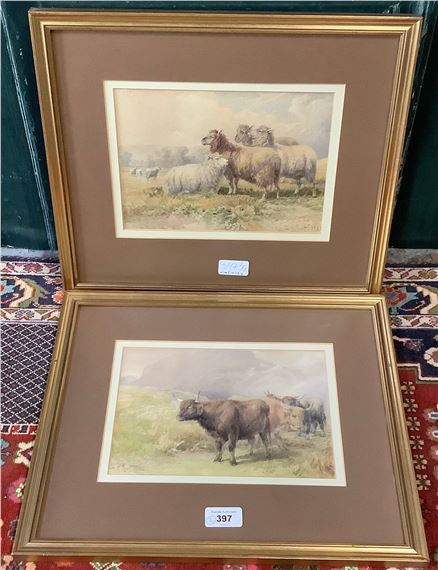 William Henry Pigott | Highland Cattle & Sheep (1882) | MutualArt