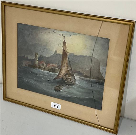 Henry Barlow Carter | ; Fishing boats off Scarborough Harbour | MutualArt