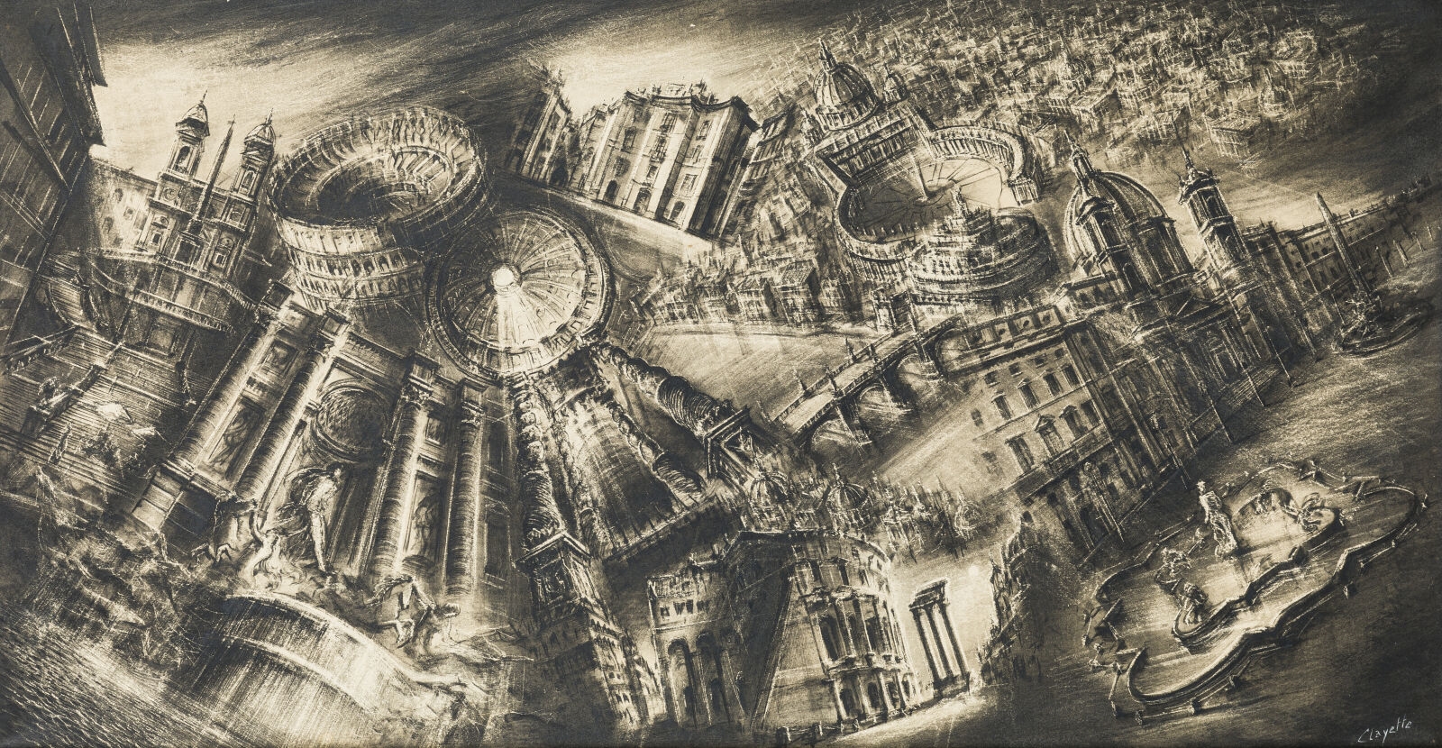 Pierre Clayette | Paysage fantastique de Rome | MutualArt