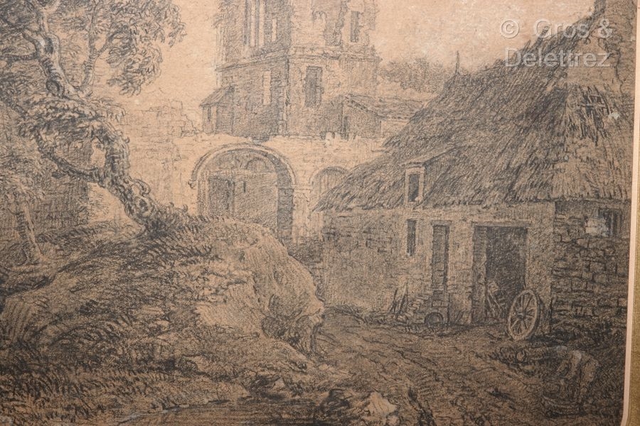 Simon Mathurin Lantara | Lively farm in front of ruins | MutualArt