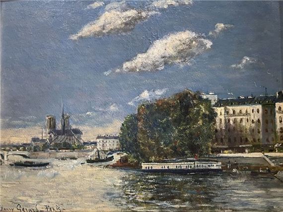 Henry Gérard | La Seine avec Notre Dame Huile sur panneau | MutualArt