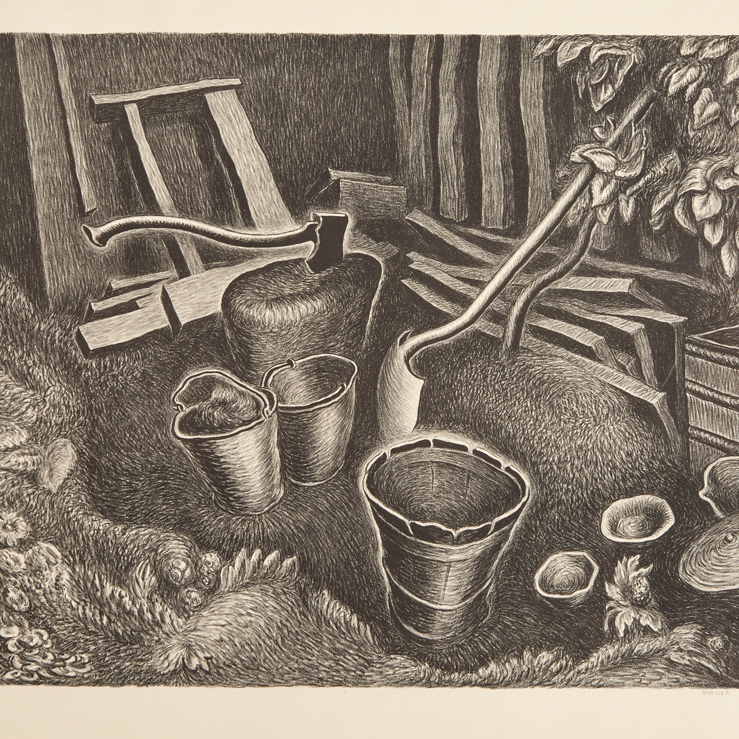 Wanda Gág | Back Yard Corner (1930) | MutualArt