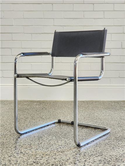 Mart Stam | Mart Stam style leather and tubular steel cantilevered ...