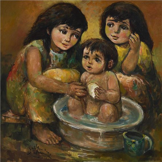 Salvador Cabrera | Child being Bathed (1978) | MutualArt