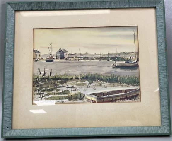 William Mck Spierer | Watercolours New England Maritime Harbour 15.75in ...