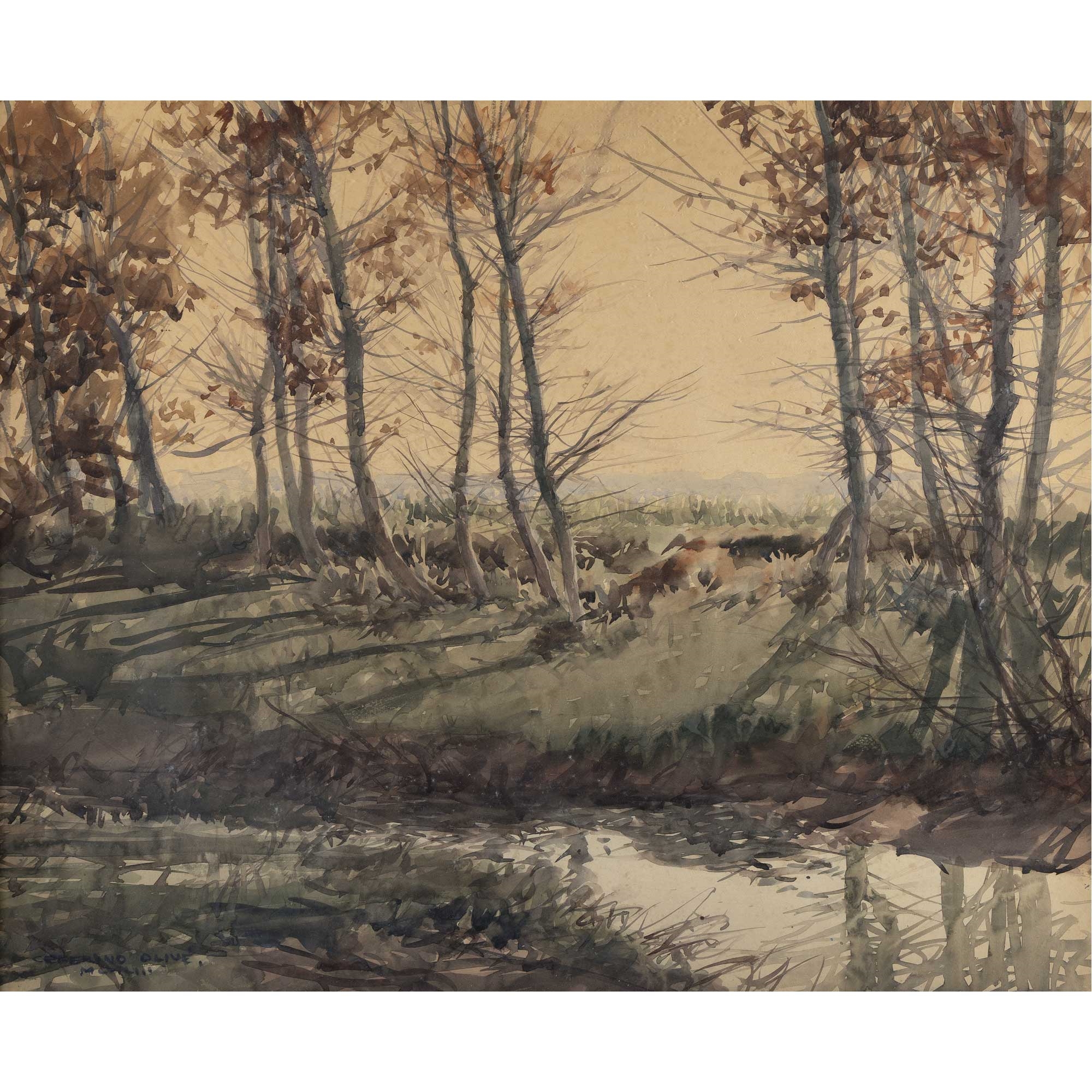 Ceferino Olivé | Paisaje con río | MutualArt