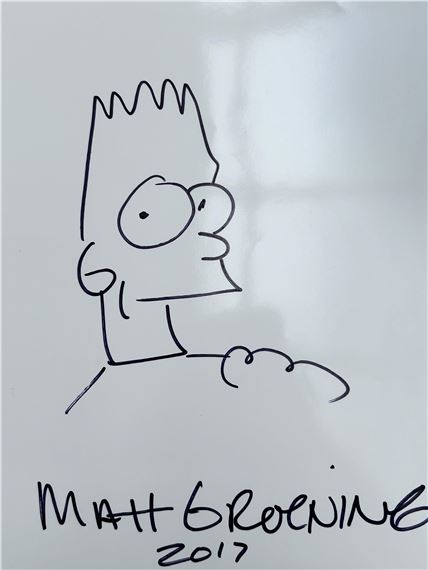 Matt Groening | Matt Groening signed picture/drawing of Bart Simps ...