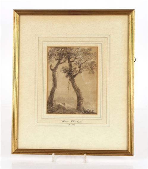 Thomas Churchyard | sepia watercolour study of trees | MutualArt