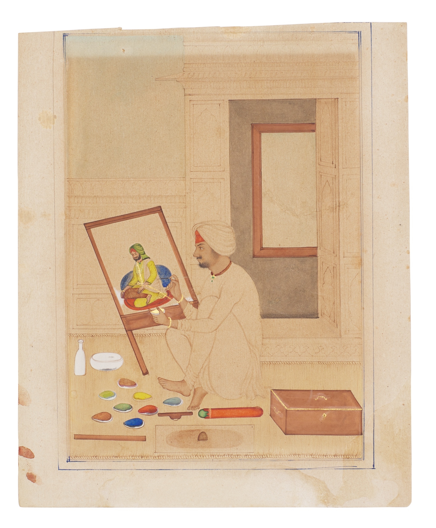 Bishan Singh | A portrait of a Sikh artist at work, possibly a self ...