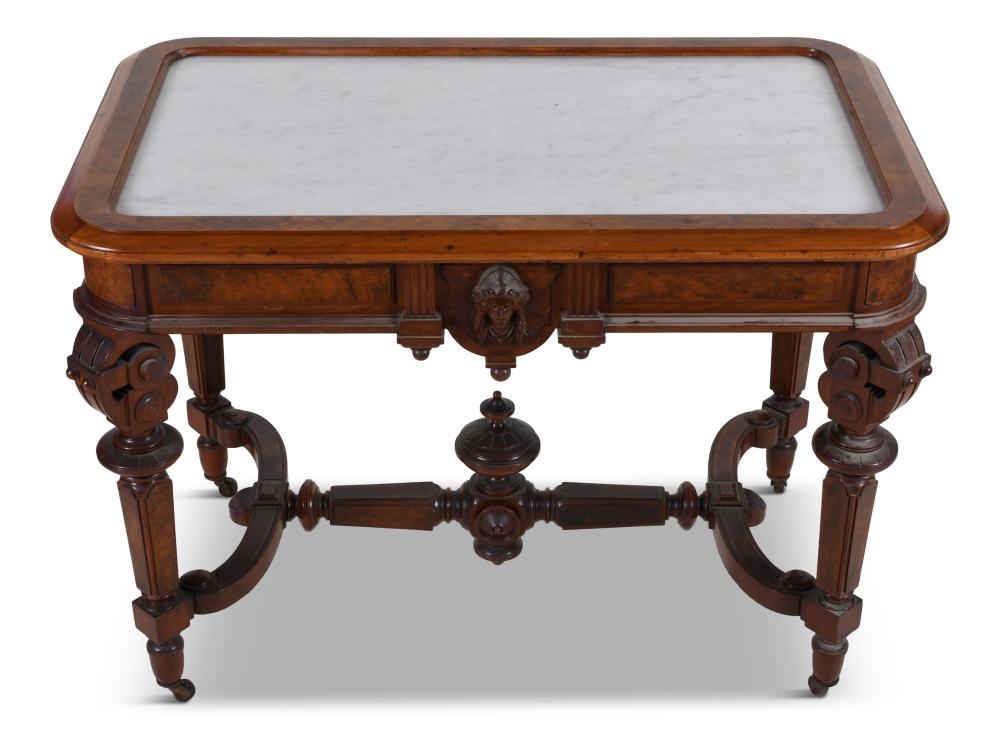 Leon Marcotte | RENAISSANCE REVIVAL WALNUT CENTER TABLE | MutualArt