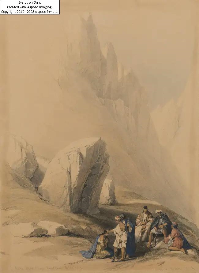 Louis Haghe | The Rock of Moses, Wady el Leja, Mount Horeb, after David ...