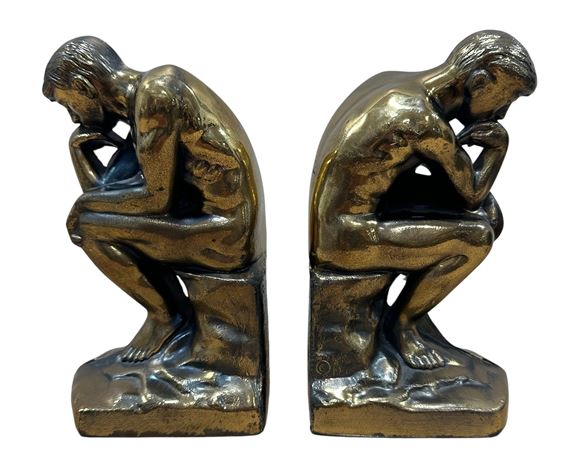 Auguste Rodin | RODIN Thinking Man Bookends (1928) | MutualArt