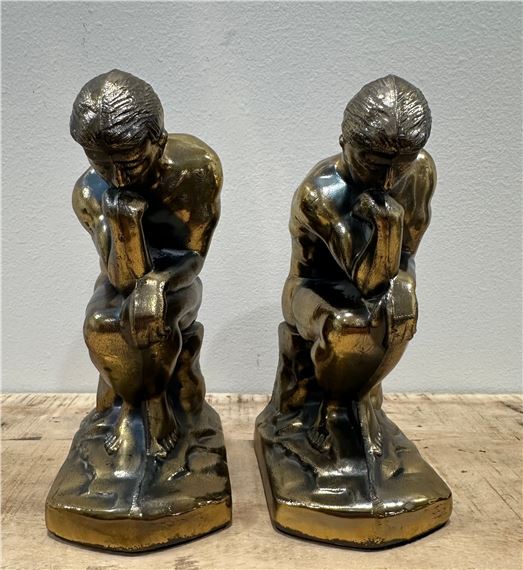 Auguste Rodin | RODIN Thinking Man Bookends (1928) | MutualArt