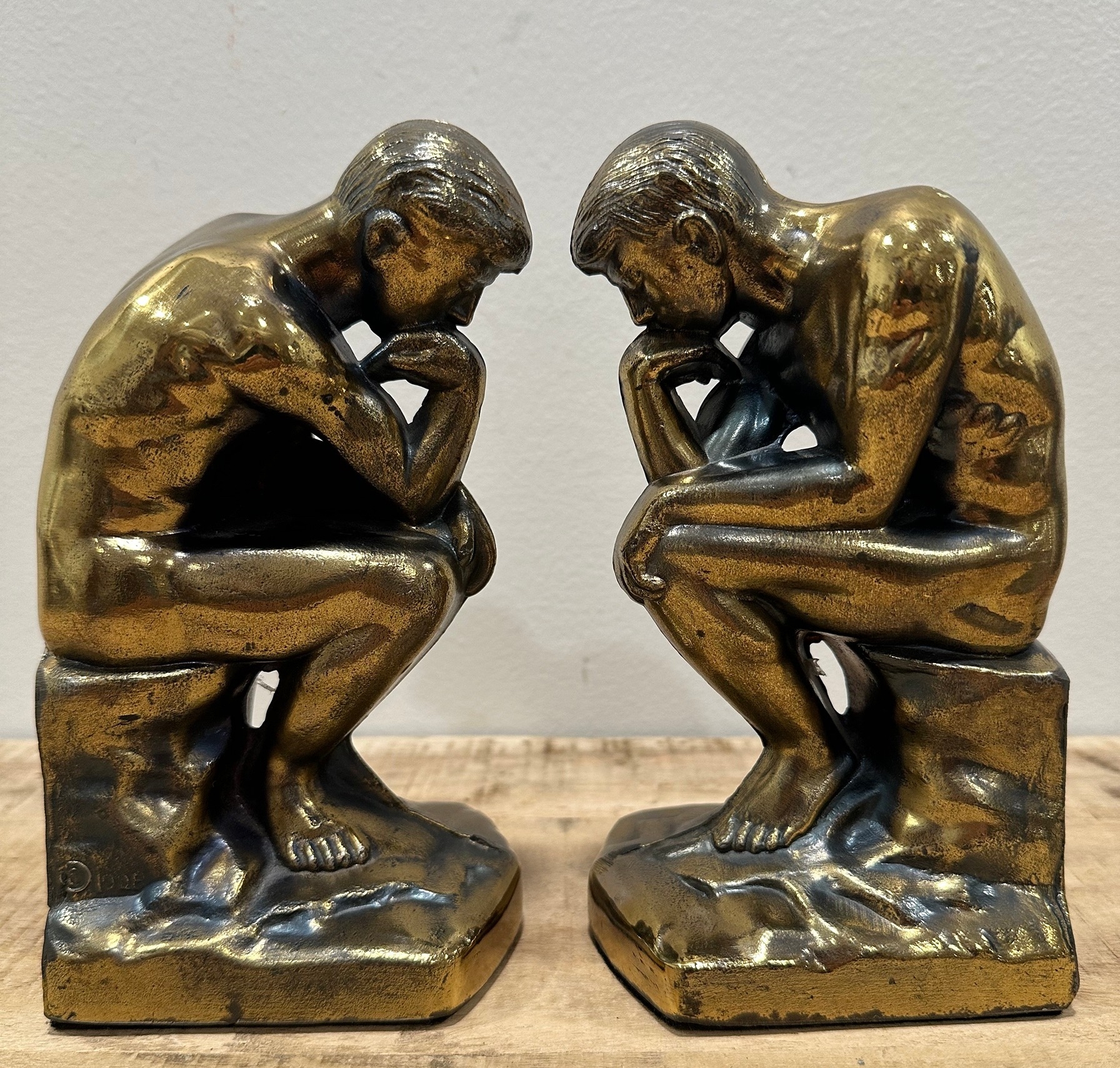 Auguste Rodin | RODIN Thinking Man Bookends (1928) | MutualArt
