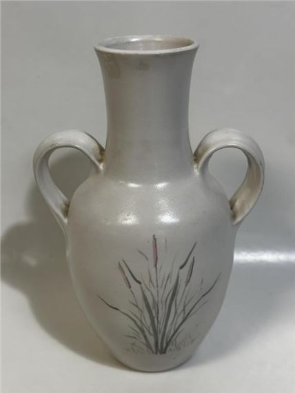 Jack Burke | PRETTY JACK BURKE DOUBLE HANDLED POTTERY VASE | MutualArt