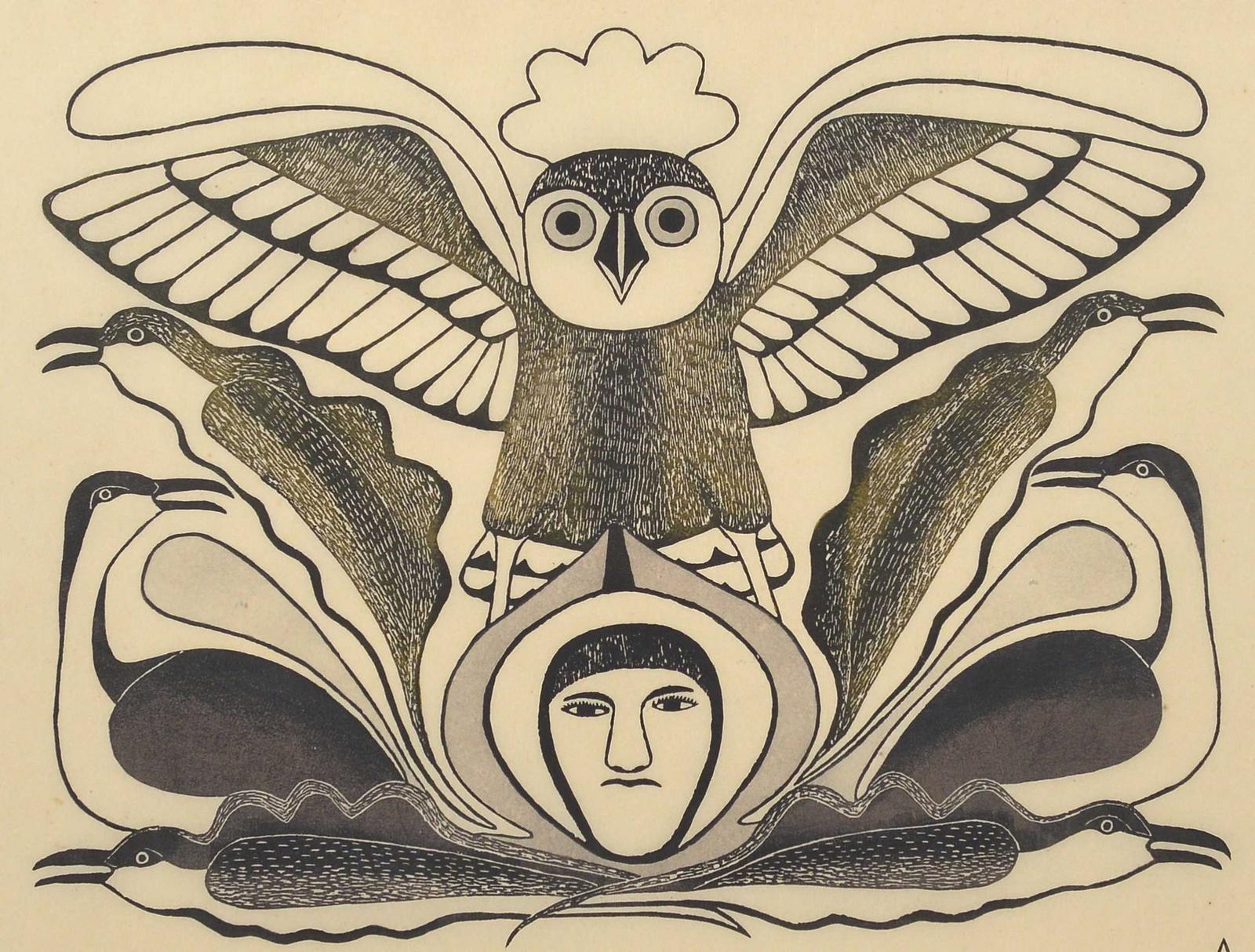 Kenojuak Ashevak | The owl surveys all - 1983 (1983) | MutualArt