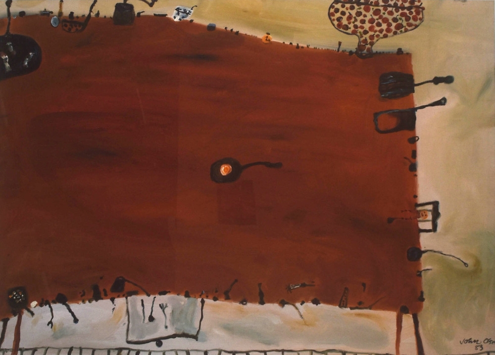 John Olsen | Child Looking Up Onto A Table | MutualArt